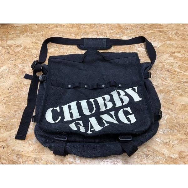 CHUBBYGANG チャビーギャング キッズ ショルダーバッグ ロゴプリント かばん カバン ブラック×オフホワイト 黒×白系