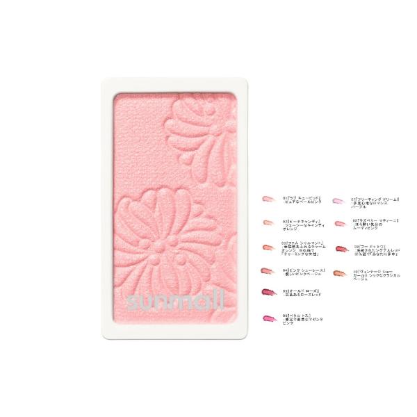 01『ラブ キューピッド』：ピュアなペールピンク02『ピーチキャンディ』：ジューシーなキャンディオレンジ03『ファム シャルマント』：幸福感あふれるチャームオレンジ　※仏語で「チャーミングな女性」04『ピンク シューレース』：優しいピンクベ...