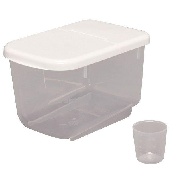 底に傾斜がついた最後までお米が取り出しやすい米びつです。180mlの計量カップ付きです。●商品サイズ（約）：幅19×奥行き31×高さ19cm●本体容量：米5kg分●材質：ポリプロピレン、ポリスチレン