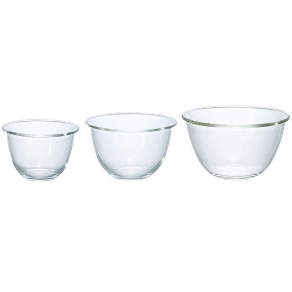 耐熱性のガラスボウル3個セット。使い勝手の良い、満水容量　900ml・1500ml・2200mlの3サイズ。電子レンジやオーブンも使用OKなので、お料理の下ごしらえに大活躍。食洗機も使用OKなので、お手入れもラクチンです。●商品サイズ（cm...