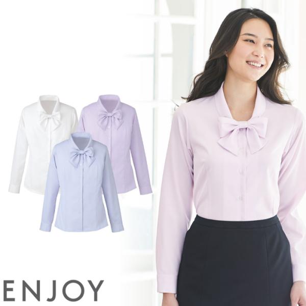 ■品名・品番：リボンブラウス(長袖)　EWB433■カラー：6.ブルー　7.ラベンダー　9.ピンク　11.ホワイト■サイズ：5号　7号　9号　11号　13号　15号　17号　19号(価格50%UP)■素材：エアコン ピケ(ポリエステル95%...
