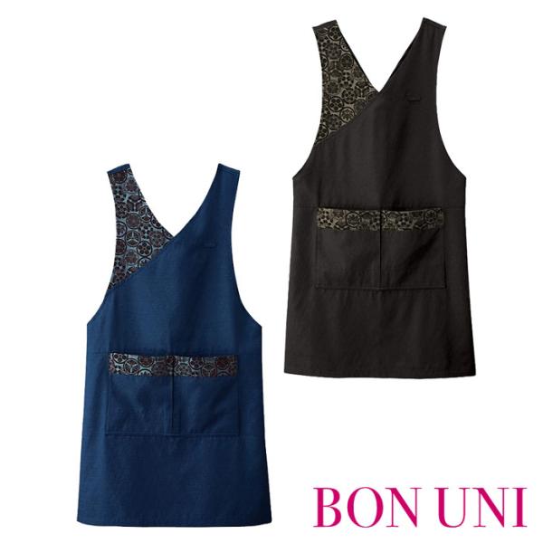 ■品名・品番：胸当てエプロン家紋柄(女性／レディス)　47201■カラー：19.紺　99.黒■サイズ：フリーサイズ■素材：風格子(ポリエステル95％・綿5％)■機能・特長：女性用　吸汗速乾、クーリング（キュービックセンサー使用）　家庭洗濯可...