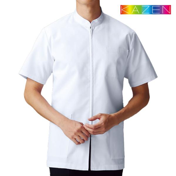 ■品名・品番：メンズ白衣 327-70■カラー：70.白■サイズ：S　M　L　LL　3L　4L■素材：ポプリン（ポリエステル65・綿35%)■機能・特長：男性用　左胸ポケット　両脇ポケット　吸汗性　防汚・防縮加工　シルケット加工　樹脂加工■...