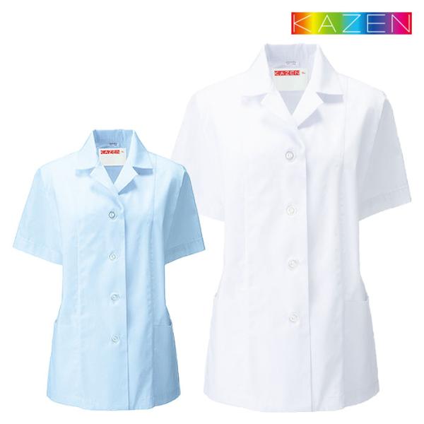 ■品名・品番：衿付調理衣(女性／レディス)　337-30-31■カラー：30.ホワイト　31.サックス■サイズ：S　M　L　LL　3L　4L　5L　※31.サックスは4Lサイズまで■素材：ブロード(ポリエステル65%・綿35%)■機能・特長...