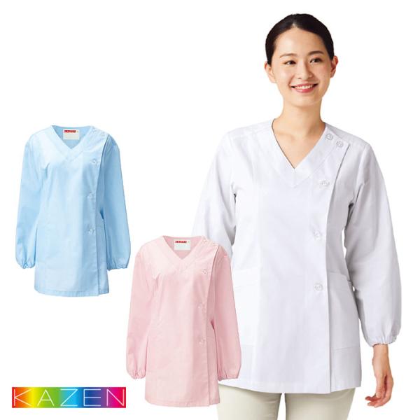 ■品名・品番：V衿調理衣長袖(女性／レディス)　525-30-33■カラー：30.ホワイト　31.サックス　33.ピンク■サイズ：S　M　L　LL　3L　4L■素材：ブロード(ポリエステル65%・綿35%)■機能・特長：O-157対応制菌加...