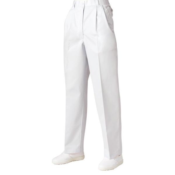 住商モンブラン 厨房用衣料サイズ：S〜6L色：白、サックス、ピンク素材：制電双糸ツイル ポリエステル65％・綿35％仕様：抗菌加工（O157対応）制電ツータック 前ファスナー ウエスト半ゴム 裾シングル　ポケット：両脇/後ろ1つ正面から見え...