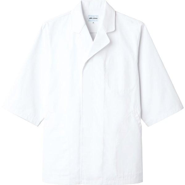 チトセ 厨房用衣料サイズ：S〜5L色：ホワイト素材：ポリエステル70％綿30％男女兼用制電速乾左胸内ポケット両脇ポケット