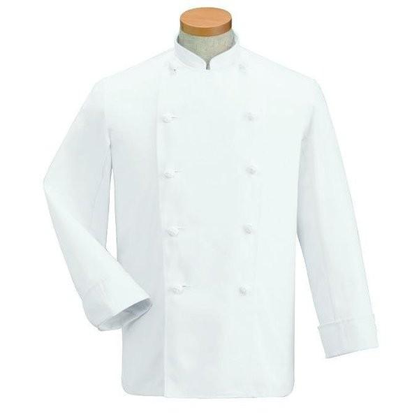 サンペックス 厨房用衣料サイズ：S〜7L色：ホワイト素材：カツラギ（厚手） 綿100％仕様：内ポケット　組紐釦折り返しのカフスは鍋つかみになるのがプロ仕様コックコートの袖が折り返してあるのは、いざというときに鍋つかみとして使える仕様。伝統の...