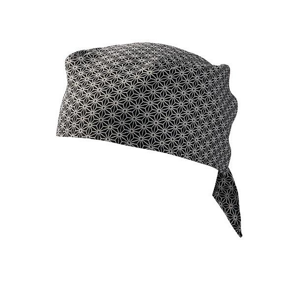 ■使用素材：ブッチャープリント（麻の葉） ポリエステル100％バンダナはヒモの結び方によって、三角巾風、バンダナ風と2通りの着用ができます。新吸汗速乾ポリエステル繊維洗濯耐久性に優れた吸汗速乾機能に軽量感とドライタッチな感性を兼ね備えた、最...