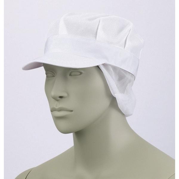 ■使用素材：メッシュ ポリエステル100％■形状特徴：頭頂部ダブルメッシュ たれ部分メッシュ たれ下部分ゴム帽子タイプ（幅広い作業環境でお使いいただける、着脱が簡単な帽子タイプ）。「メッシュ」毛髪落下を防ぎ、耳を覆っていても聞き取りやすいメ...