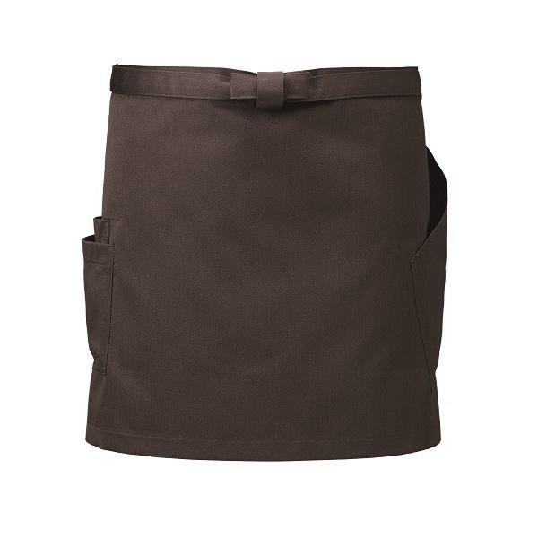 素材：ポリエステル65%+綿35% ツイル機能：制電特長：左ポケット 右ポケット ポケット底二重縫い備考：ショート丈 紐巾2.5cmさまざまななニーズに対応したオシャレで実用的なエプロン