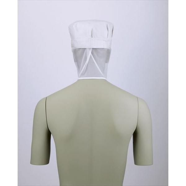 住商モンブラン 八角帽子たれ付き　男女兼用サイズ：フリー色：白　素材：制電ツイル（ポリエステル50％綿50％　　　メッシュ（ポリエステル100％）頭髪をすっぽり隠すメッシュたれ付きの八角帽。ツバの長さはノーマルタイプ。