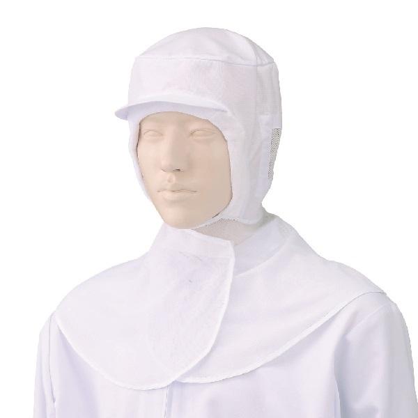 KAZEN WLD フード帽子　ケープ付484-83サイズ：フリー色：ホワイト素材：アクアクール（接触冷感と吸水・速乾性に優れた爽快ハイテクユニフォーム素材）仕様：耳部分にメッシュ素材を採用 通気性に優れたメッシュ素材のケープ 後ろマジック...