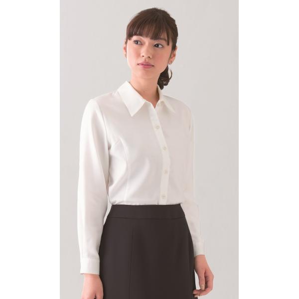 メーカー：ハネクトーン早川品番：8457商品名：シャツ　長袖性別：レディース季節：オールシーズン素材：ポリエステル80%綿20%洗濯機OK　防汚加工　形態安定表面感のあるサラッとした生地細かいドット風の綾目が上品形態安定加工でお手入れもラク