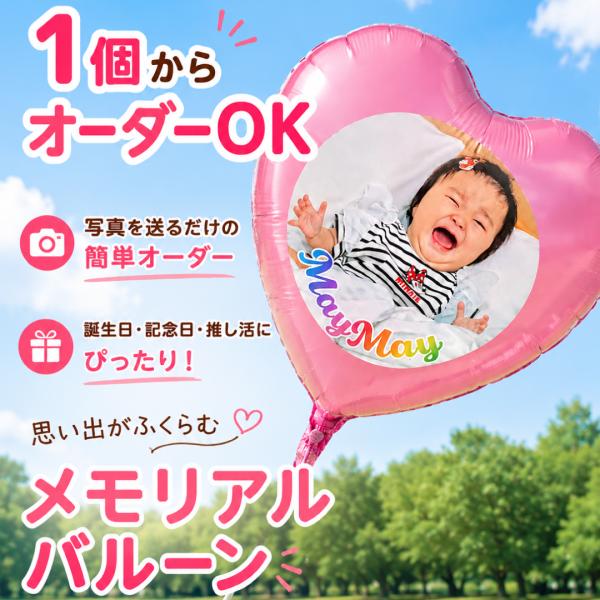 写真で作るメモリアルバルーン。誕生日や記念日、七五三、卒園卒業、送別、販促に。ネコポス送料込み。
