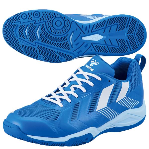 【種別】ハンドボールシューズ【メーカー名】ヒュンメル(hummel)【カラー】ブルー×ホワイト(6010)【アッパー】合成繊維【ミッドソール】合成樹脂【アウトソール】ゴム底【特徴】・軽量性と、クッション性に優れた中級者向けインドア用ハンドボ...