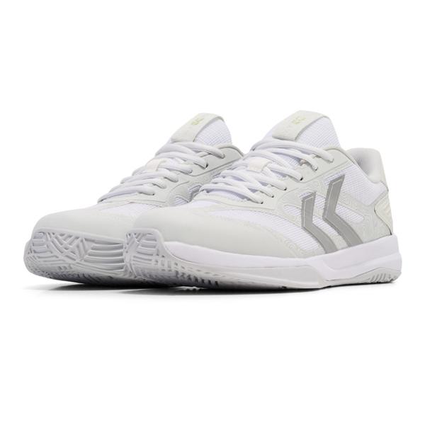 【種別】ハンドボールシューズ【メーカー名】ヒュンメル(hummel)【カラー】ホワイト×グレー(9288)【アッパー】合成繊維【ミッドソール】合成樹脂【アウトソール】ゴム底【特徴】攻撃的なプレイヤーのために開発されたReach LXソールを...