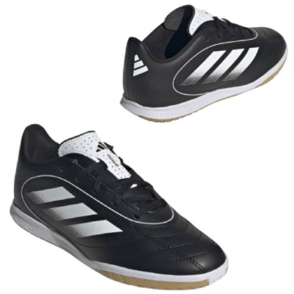 ソフトな合成素材のアッパーに通気性を高めるパーフォレーションを施している。インドアコートで優れたグリップ力を発揮するノンマーキングラバーアウトソールを採用。