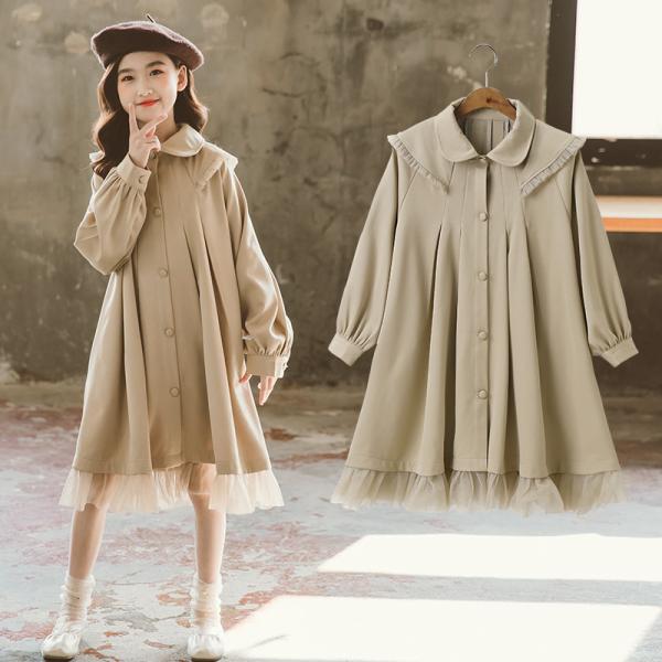 子供服 ワンピース コート キッズ 女の子春 秋 長袖 トレンチコート キッズワンピース 入学式 子供服 ガールズ フォーマルワンピース 長袖品 番:senbao57サイズ:110cm 120cm 130cm 140cm  150cm 16...