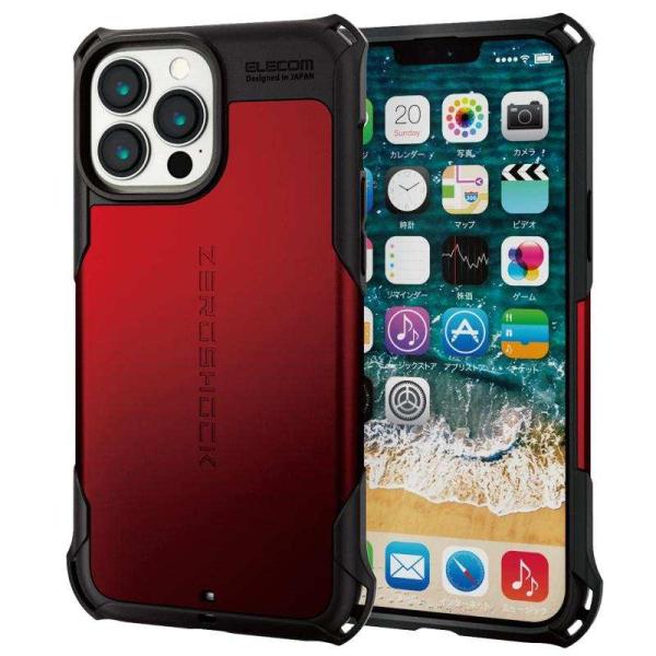 エレコム iPhone 13 Pro Max/ハイブリッドケース/ZEROSHOCK/レッド詳しくは「商品の仕様」「商品の説明」をご確認ください。6つの衝撃吸収構造で機器本体を衝撃から守るiPhone 13 Pro Max用ZEROSHOC...