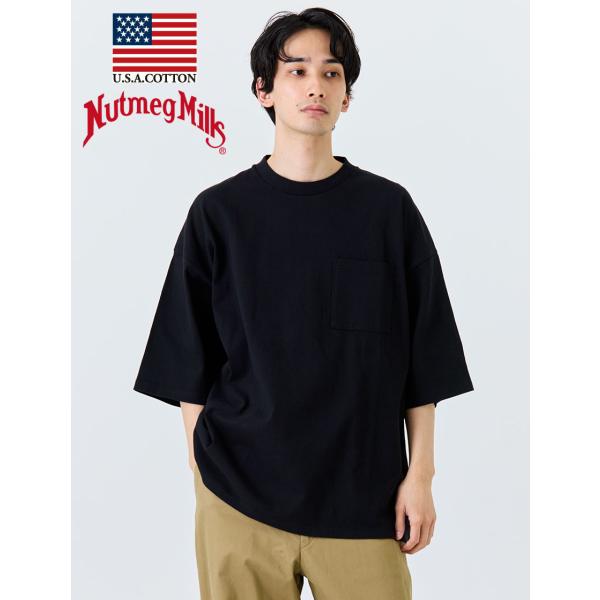 NUTMEG MILLSのポケット付き半袖Tシャツ。スーパービッグシルエットです。通常のビッグシルエットよりもさらに大きく設計されたスーパービッグTシャツで、かなりゆったりとしたサイズ感と存在感のある独特なシルエットを楽しめます。一枚で着る...