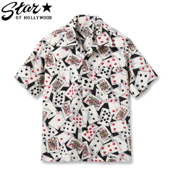 ブランドSTAR OF HOLLYWOOD スターオブハリウッド商品名TYPEWRITER COTTON OPEN SHIRT “PLAYING CARDS”素材コットン生産国JAPAN製品説明1950年代の好景気に沸くアメリカ。ラスベガス...