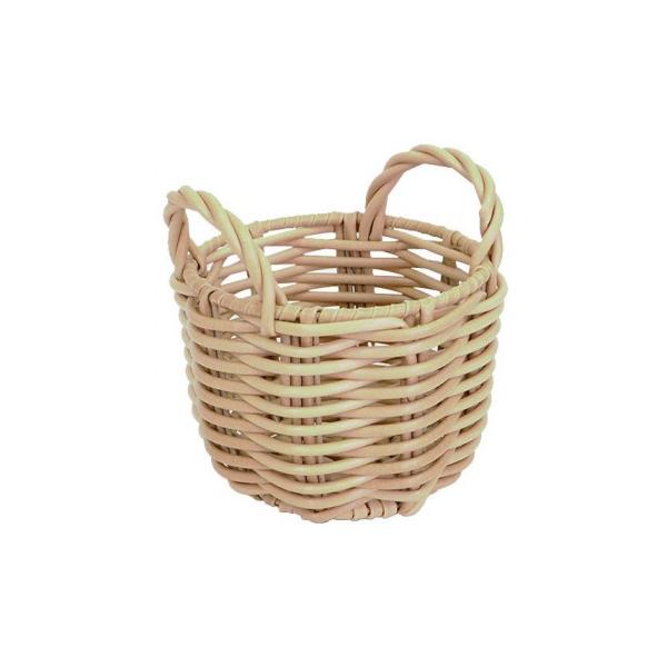 持ち手付きのバスケットです。プランターカバーとしてはもちろん、小物入れとして雑貨を収納したり、造花やドライフラワーなどのお花を入れてフラワーアレンジメントにも◎