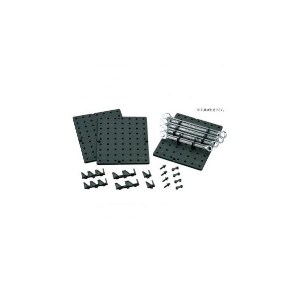 工具箱やキャビネット内の工具をすっきり収納。ベースの組換えやラックピンの配置が自由にできるので、自分の好みに整理できます。