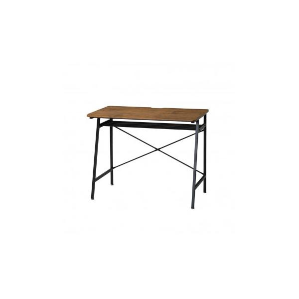 ブラウンの木目柄とスチールの組み合わせがおしゃれなデスクです。機能性とデザイン性を兼ね備えた、使い勝手の良いデスクです。