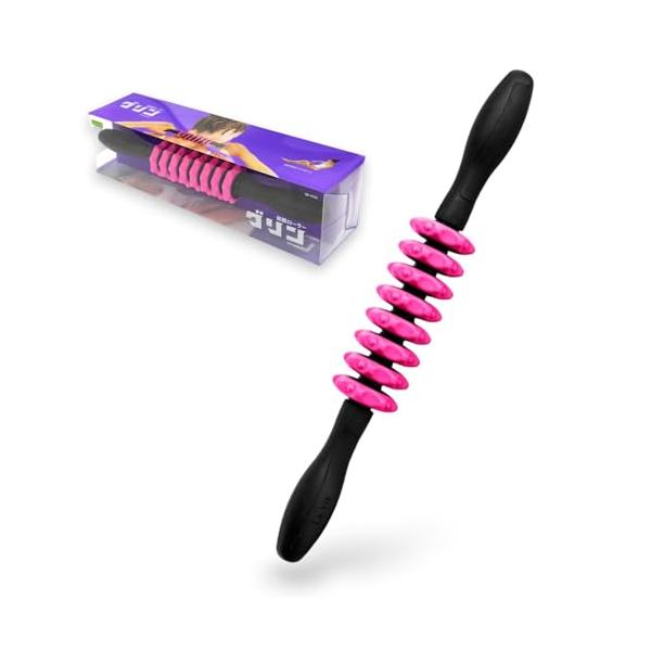 ブラック×ピンク/-/3B-4754・La-VIE「グリン」は、波型の突起がついたスティック型筋膜ローラー。首・肩・背中・腰・お尻・太もも・ふくらはぎなど、全身のセルフケアに対応できる設計です。筋膜リリースやストレッチの補助として、日常のボ...