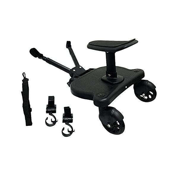 -/1個 (x 1)/-・Gstage ベビーカーステップ 座れる バギー ふたり乗り 二人乗りボード サドル付き 補助ペダル 立ち板 座席 ベビーカーパーツ アダプター 取り外し可能 2?6歳の子供に適用 ブラック・2人目のお子様の移動が...