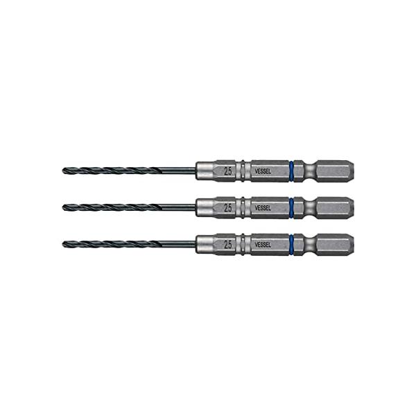 -/2.5mm 3本組/AMD3S-2.5・Size:2.5mm 3本組・パッケージ個数:1・セット内容:φ2.5×90mm…3本 刃先部:高硬度HSS(ハイス鋼) 本体:特殊鋼 クッションリング:青 日本製・高硬度HSS(ハイス鋼)で鋭い...