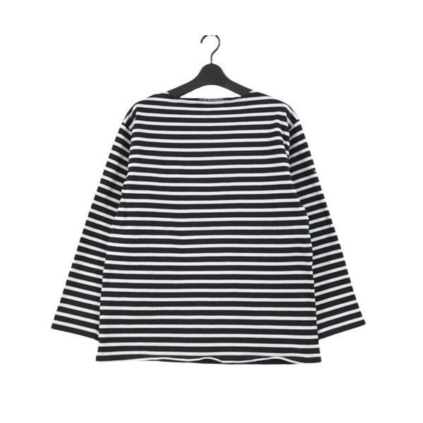 サイズ：表記ML-肩幅47cm、身幅51cm、着丈65cm、袖丈53cmカラー：ブラック×ホワイトコンディション：Bランク素材：コットン100%コメント：SAINTJAMES セントジェームス OUESSANT BORDER ウェッソンボー...