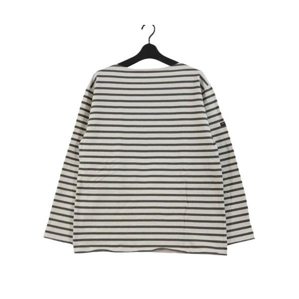 サイズ：表記ML-肩幅47cm、身幅51cm、着丈64cm、袖丈55cmカラー：ベージュ×カーキコンディション：Bランク素材：コットン100%コメント：SAINTJAMES セントジェームス OUESSANT BORDER ウェッソンボーダ...