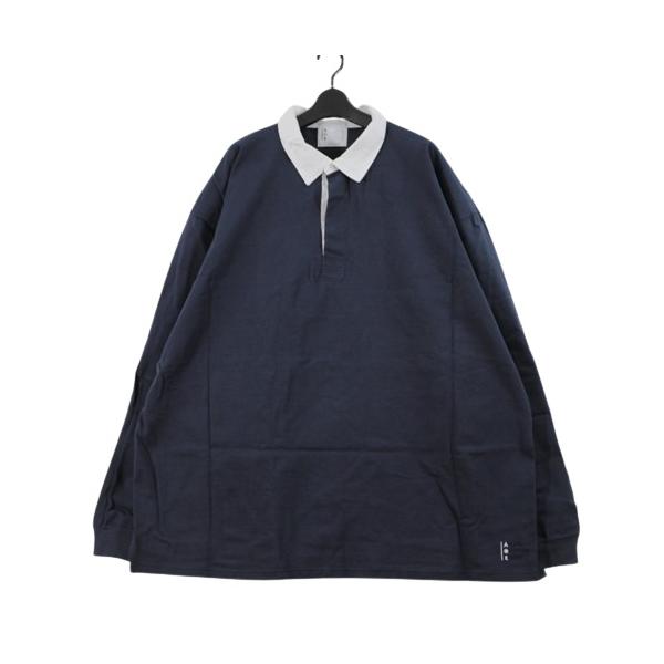 サイズ：表記5-肩幅67cm、身幅74cm、着丈82cm、袖丈65cmカラー：ネイビーコンディション：Bランク-襟元汚れ素材：綿100%コメント：ADULTORIENTEDROBES アダルトオリエンテッドローブス L/S Rugby Sh...