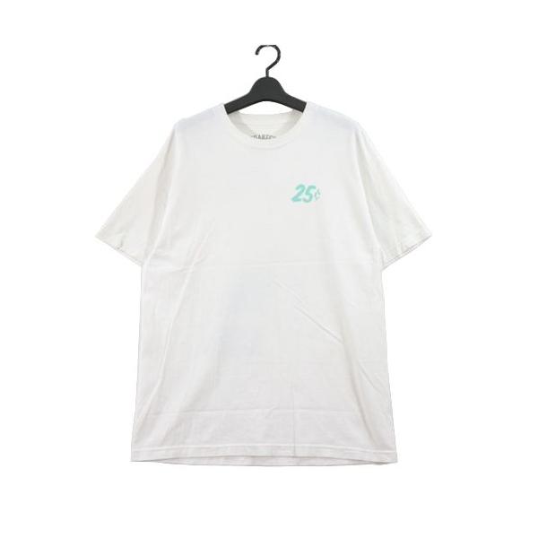 サイズ：表記L-肩幅52cm、身幅53.5cm、着丈73cm、袖丈21cmカラー：ホワイトコンディション：Bランク-襟汚れ、バック裾シミ素材：コットン100%コメント：QUARTERSNACKS クウォータースナックス プリントTシャツ