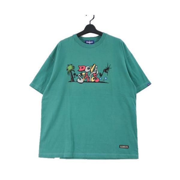 サイズ：表記XL-肩幅58cm、身幅60cm、着丈74cm、袖丈23cmカラー：グリーンコンディション：Sランク素材：綿100%コメント：DEVASTATES ディーヴァ ステイツ 24SS PARAGON T-Shirt Tシャツ 定価￥...