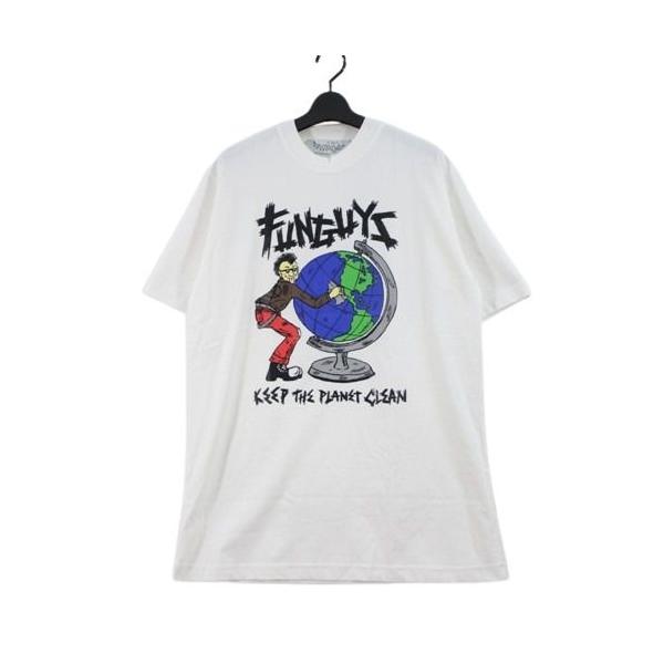 サイズ：表記L-肩幅47cm、身幅55cm、着丈77cm、袖丈25cmカラー：ホワイトコンディション：Sランク-首リブ汚れ素材：-コメント：FUNGUYS ファンガイズ 22AW ECO PUNK TEE エコパンクTシャツ DOVER S...