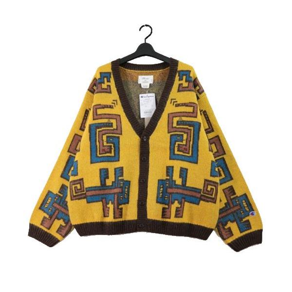 サイズ：表記XL-肩幅53cm、身幅70cm、着丈65cm、袖丈60cmカラー：イエローコンディション：Sランク素材：モヘア42％ アクリル30％ ナイロン28％コメント：AngeloBaque アンジェロ・バク × Champion チャ...