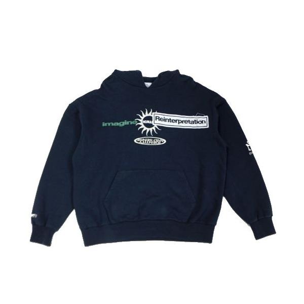 サイズ：表記XL-肩幅63cm、身幅64cm、着丈65cm、袖丈57cmカラー：ネイビーコンディション：Bランク素材：綿100%コメント：BLANKMAG × HOME ECONOMICS EXPER No Rules Hoodie パーカ...