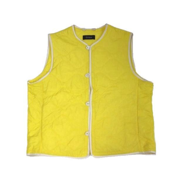 サイズ：表記1-肩幅47cm、身幅67cm、着丈70cmカラー：イエローコンディション：Aランク素材：ナイロン100％ 中綿-ポリエステル100％コメント：GHbM COLOR PIPING LINNER VEST ライナーベスト 17MG...