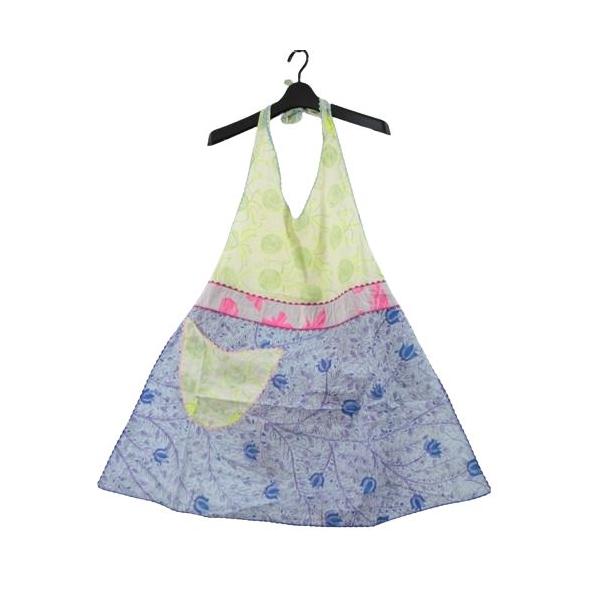 サイズ：表記U-丈67cm(フロント部分ネック付根から裾まで)カラー：MIXコンディション：Bランク-フロント裾上・ポケット・紐部分シミ素材：綿100%コメント：JuanadeArco ホォアナデアルコ エプロン