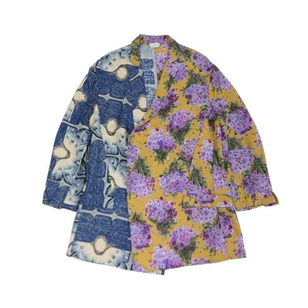 サイズ：表記S-肩幅45cm、身幅50cm、着丈75cm、袖丈52cmカラー：マスタード×ブルーコンディション：Bランク-襟元・タグ汚れ素材：シルク100%コメント：MANTERO1902 マンテロ1902 シルクジャケット