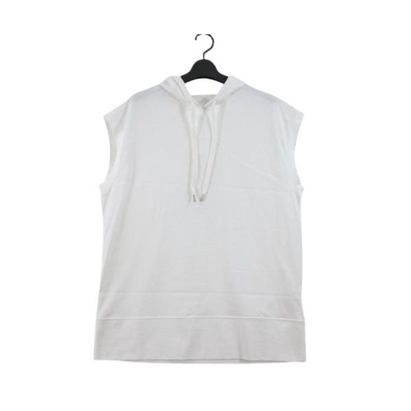 サイズ：表記M-肩幅56cm、身幅55cm、着丈71cmカラー：ホワイトコンディション：Aランク素材：綿100%コメント：PRISTINECafeathlete プリスティン カフェ アスリート ノースリーブパーカー
