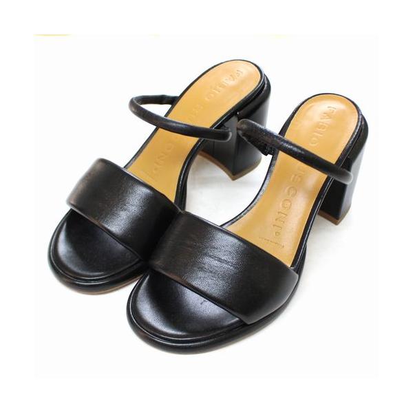 サイズ：表記37カラー：ブラックコンディション：Aランク素材：コメント：FABIORUSCONI ファビオルスコーニ SASHA 1521 チャンキーヒールダブルストラップレザーサンダル SASHA1521 BOX