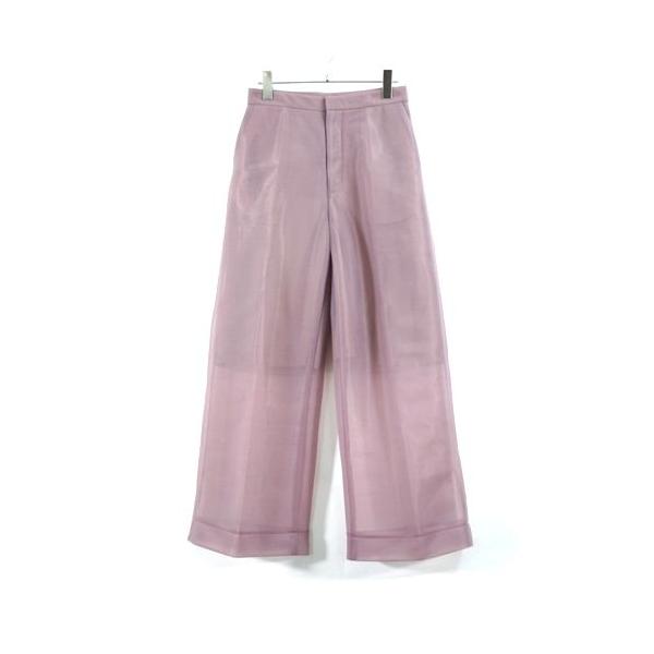 サイズ：表記1-ウエスト70cm、股上31cm、股下66cm、わたり幅31cm、裾幅29cmカラー：モーヴ（パープル系）コンディション：Bランク-右裾上シミ、裾汚れ素材：ポリエステル100％コメント：PHEENY フィーニー 21SS Se...