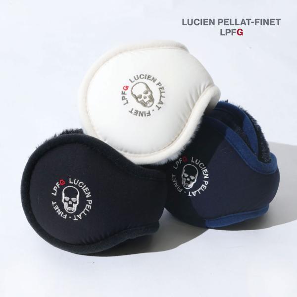 LUCIEN PELLAT-FINET GOLF(ルシアン ペラフィネ エルピーエフジー ゴルフ)のイヤーマフです。シンボリックなLPFGサークルロゴ＆スカル、LUCIEN PELLAT-FINETロゴを配置。防寒性抜群で寒い季節のゴルフシ...