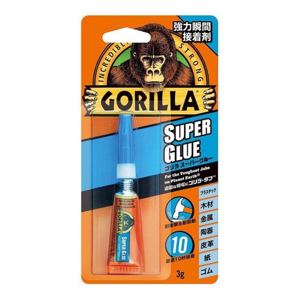アメリカNo.1接着剤ゴリラグルーが日本に上陸。品番1771　ゴリラスーパーグルー3g衝撃・振動にも強い！強力瞬間接着剤です。【特長】●衝撃・振動に強い●最速10秒接着●液ダレしにくく作業しやすい●内部硬化を防ぐ特殊キャップ【用途】各種工作...
