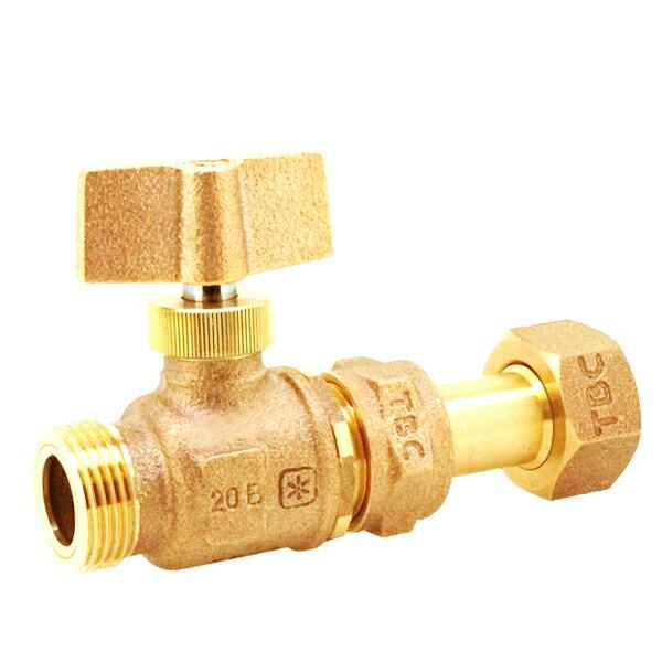 蝶形ハンドルのボール式メーター直結伸縮止水栓です。