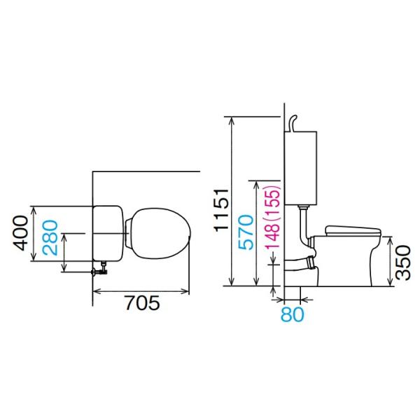 INAX LIXIL・リクシル トイレ 便器【C-P13P】 左給水タンク【DT-520XU38】便座【CF-37AK】フランジ【CF-11S】洗浄管【CF-121L】スパッド【CF-103BC】木ネジ（2ケ）【KF-30D】 一般洋風便器...